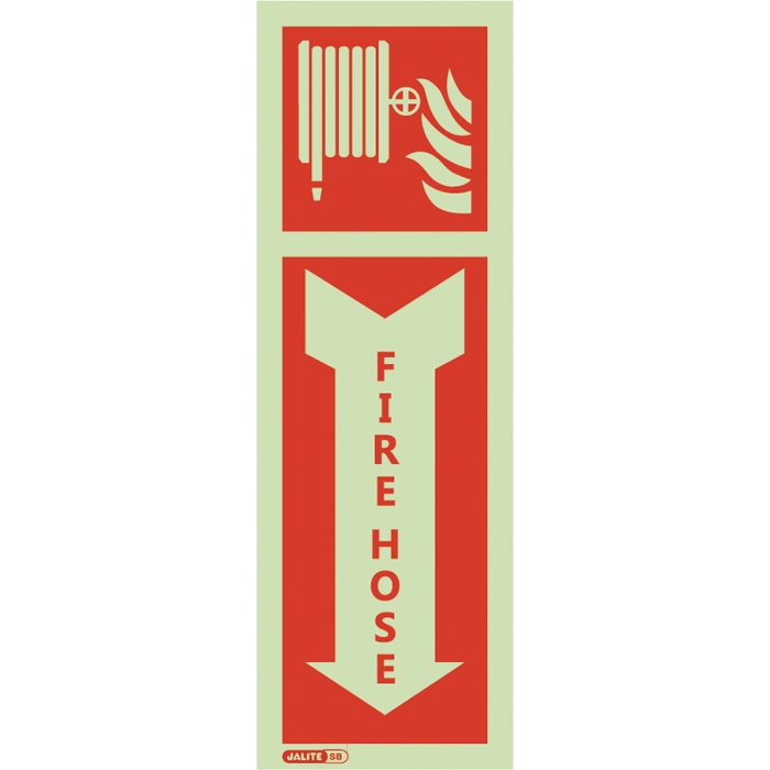Jalite Aluminum Photoluminescent "Fire Hose" ID Sign with Symbol ...