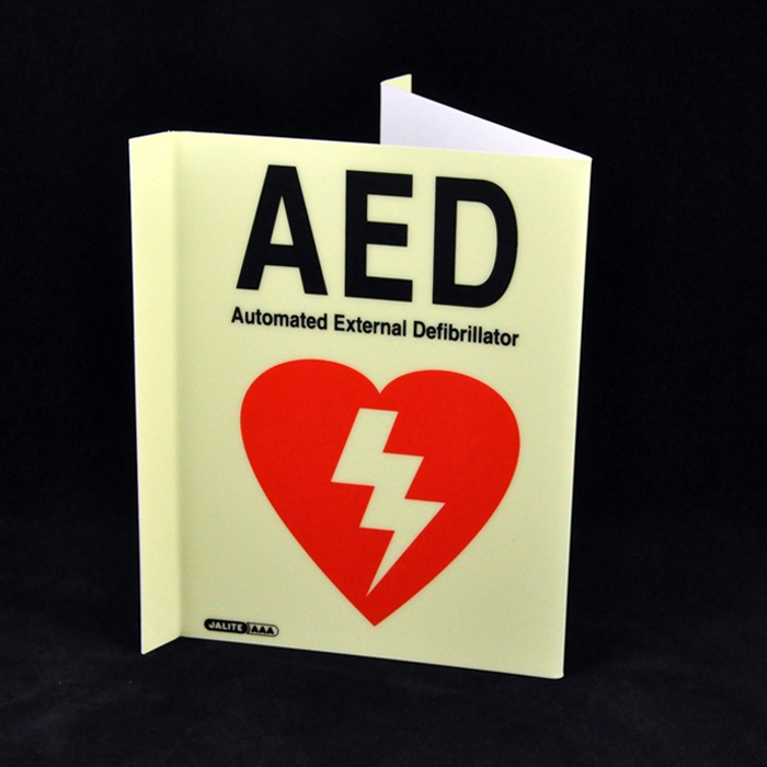 Jalite AAA PVC Photoluminescent Double Sided Panoramic AED Sign - JAL ...